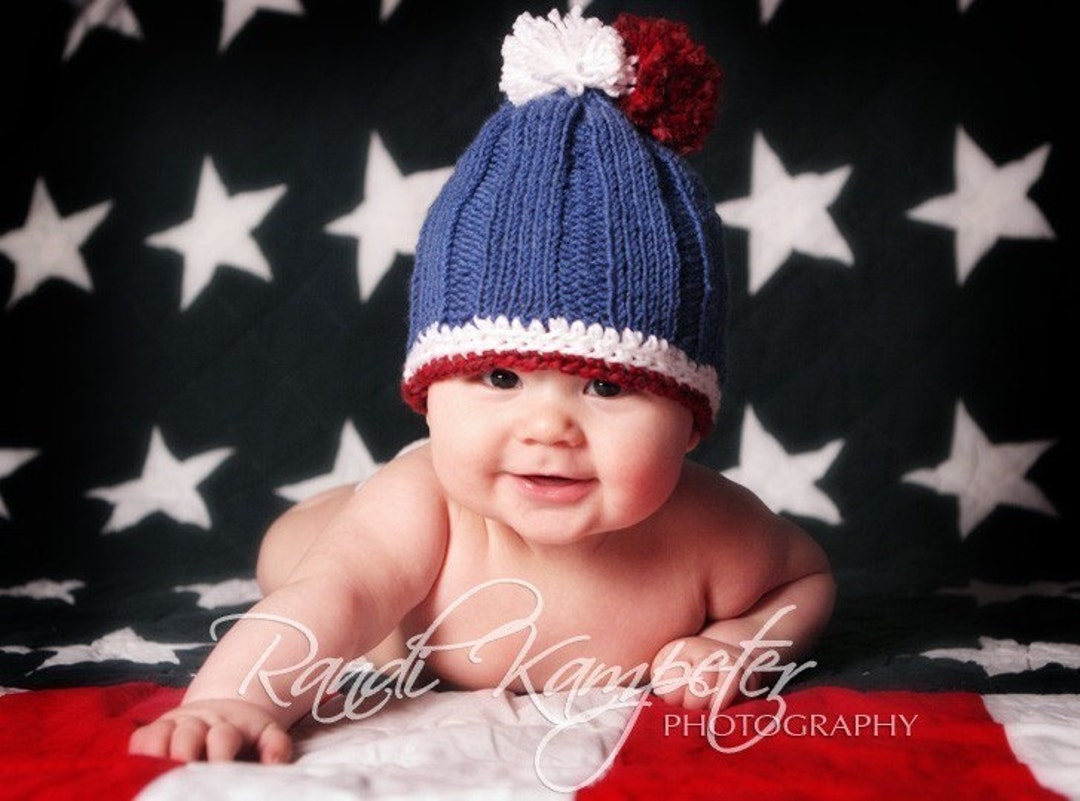 Newborn Baby Hat Photo Prop, Patriotic Hat, in Red, Blue and White ...