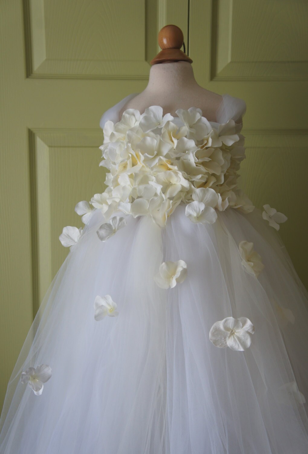 Flower Girl Dress White Dress, White and Ivory Tutu Dress, Flower Top ...