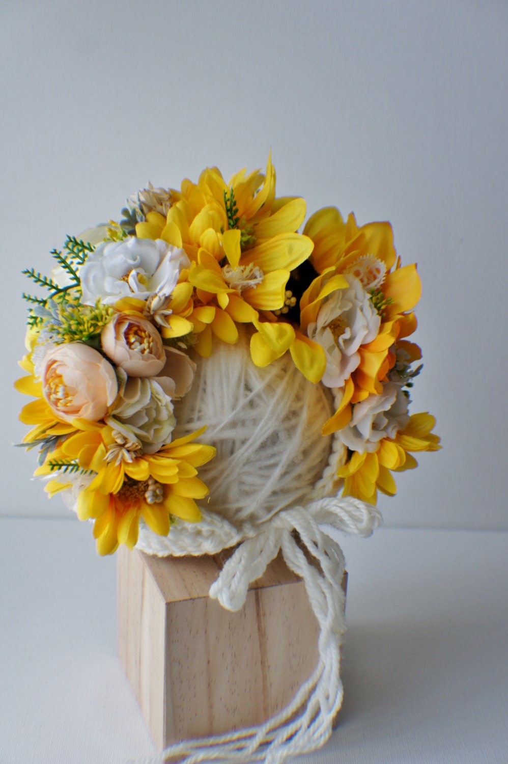 Flower Bonnet, Baby Hat, Garden Bonnet, Sunflower Bonnet, Floral Bonnet ...