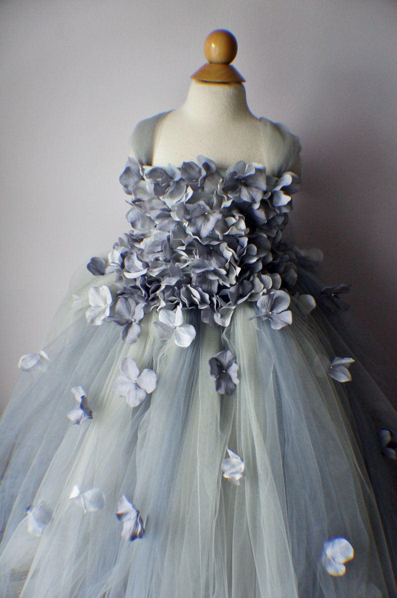 Flower Girl Dress Gray Dress Gray Tutu Dress Flower Top - Etsy