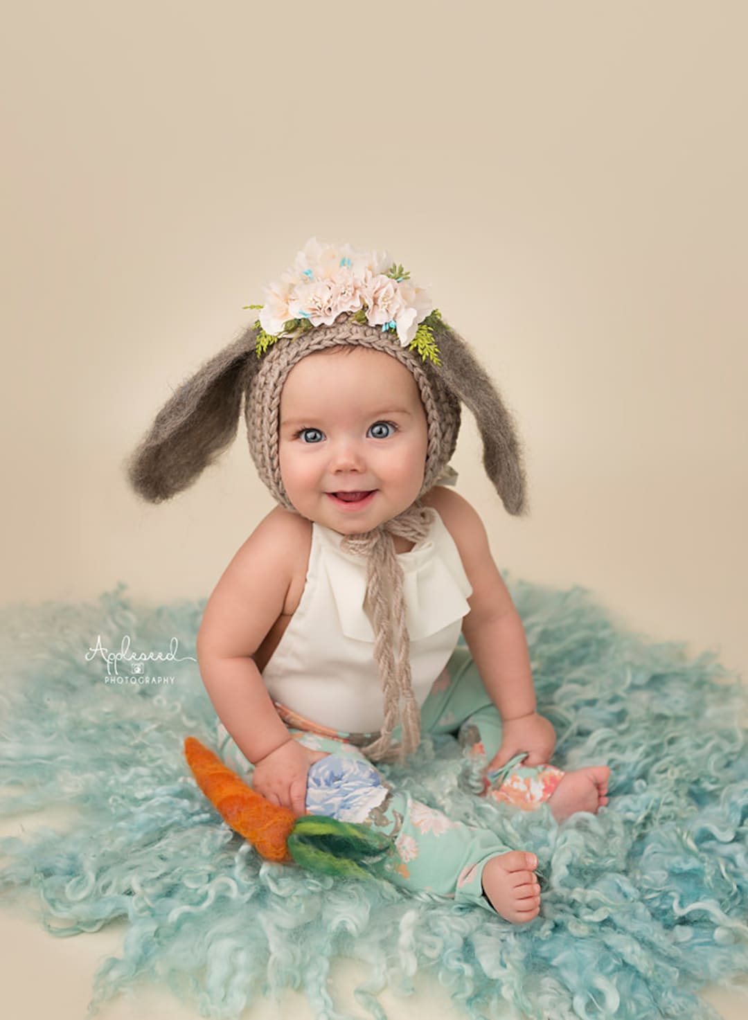 Flower Bonnet, Floral Bonnet, Garden Bonnet, Bunny Bonnet, Sitter ...