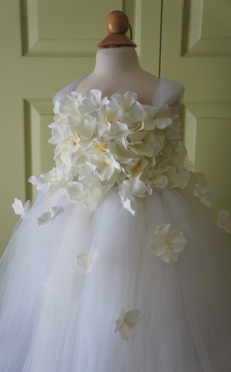 Flower Girl Dress White Dress, White and Ivory Tutu Dress, Flower Top ...