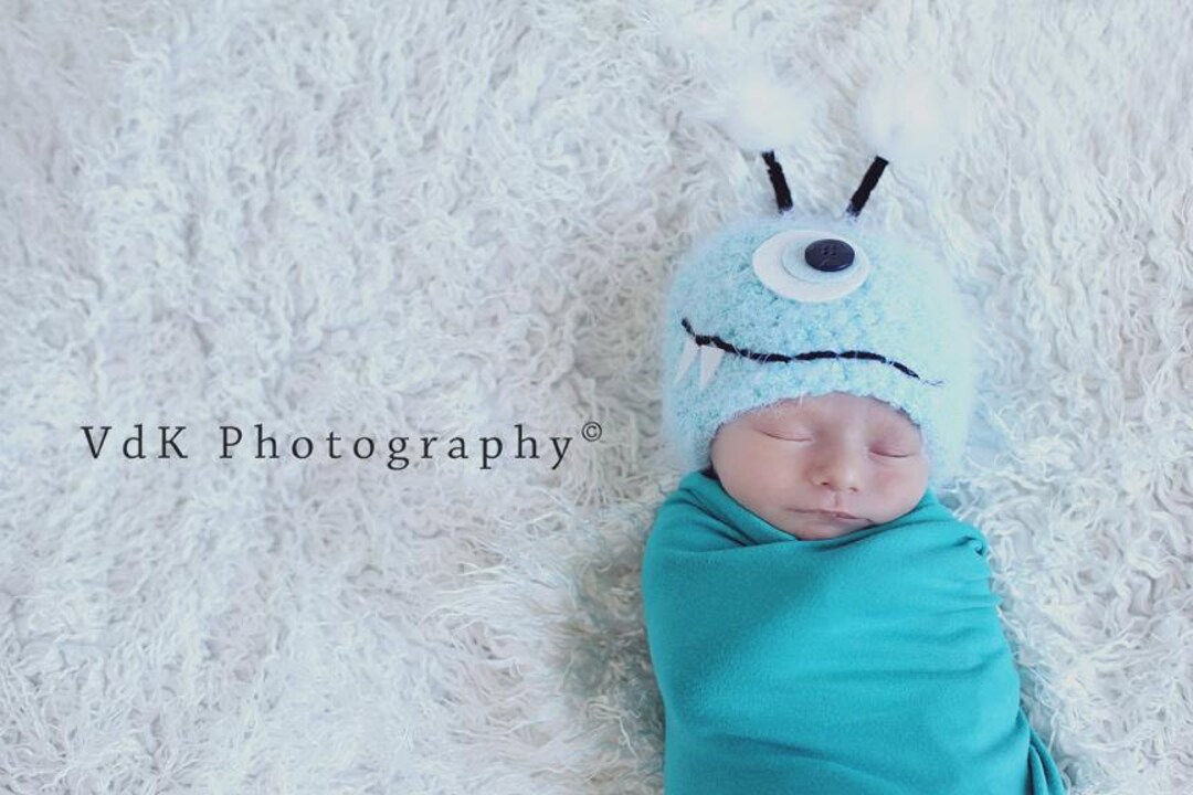 Baby Hat, Monster Hat, Blue Monster Newborn Baby Hat, Baby Photo Prop ...