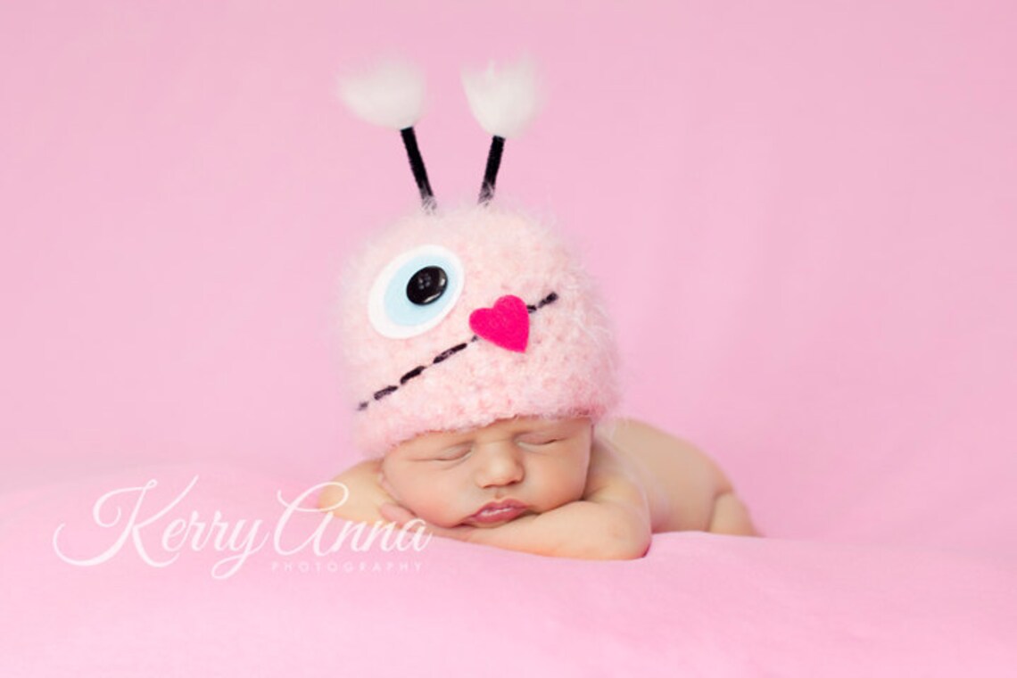 Baby Hat Little Monster Hat Pink Monster Newborn Baby Hat - Etsy
