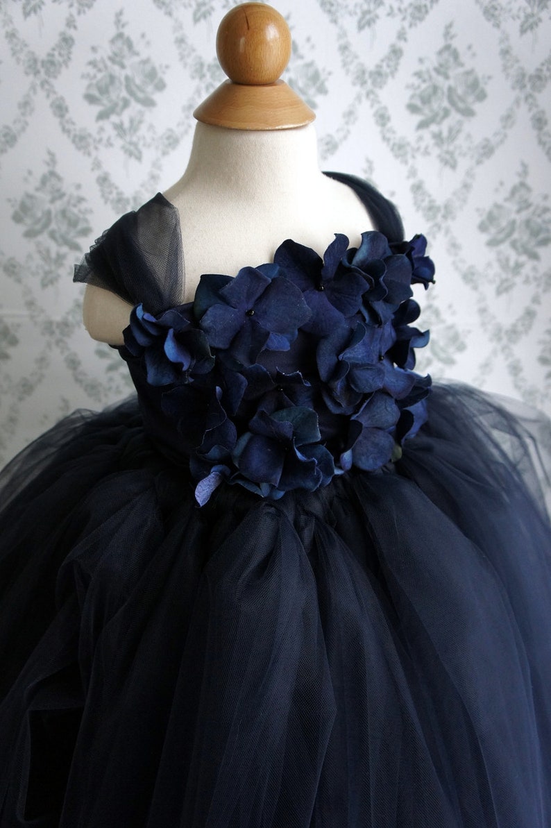 Flower Girl Dress Navy Blue Tutu Dress Girls Dress Flower Etsy