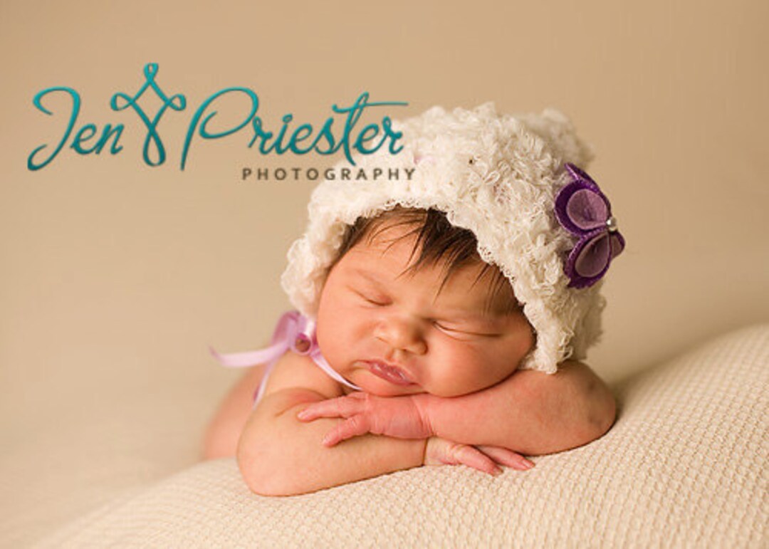 Baby Girl Bonnete, Knit Baby Hat, Newborn Photo Prop, Photography Prop ...