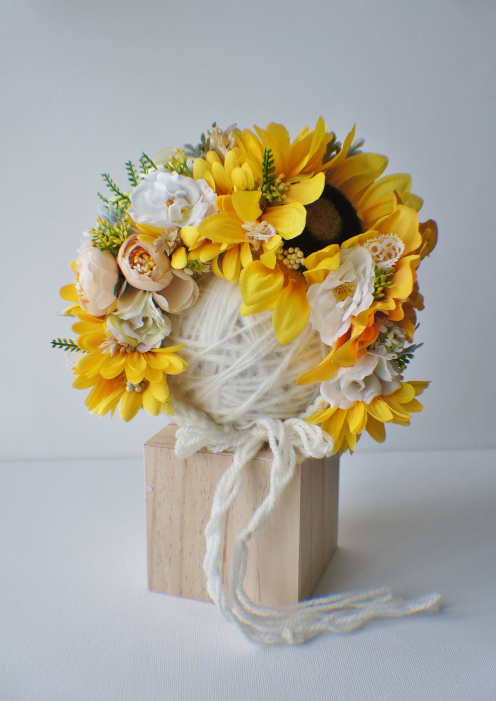 Flower Bonnet, Baby Hat, Garden Bonnet, Sunflower Bonnet, Floral Bonnet ...