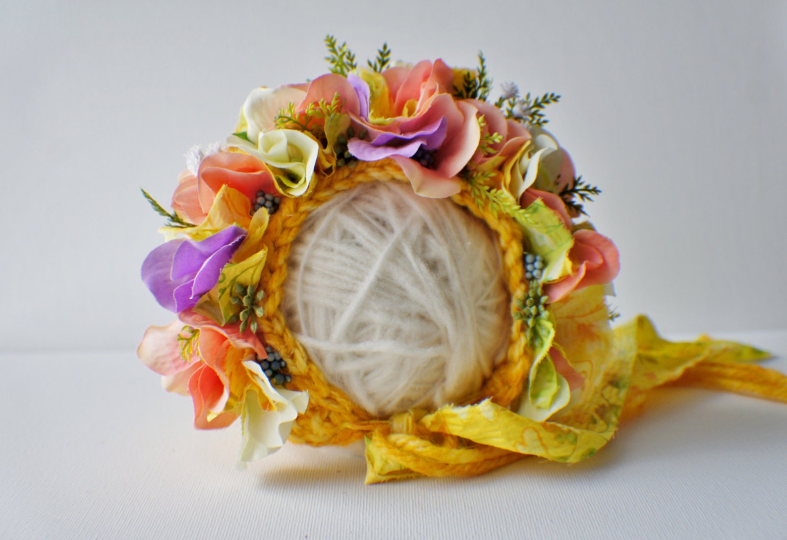 Flower Bonnet Floral Bonnet Garden Bonnet Sitter Bonnet | Etsy