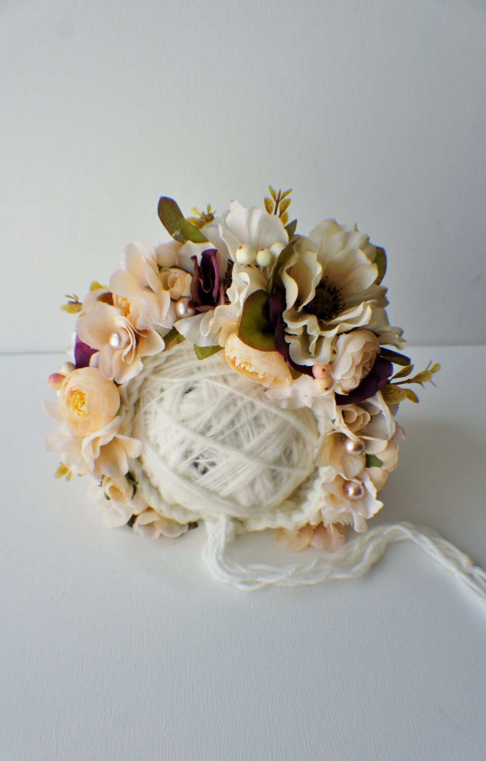 Flower Bonnet, Floral Bonnet, Garden Bonnet, Sitter Bonnet, Baby Hat ...