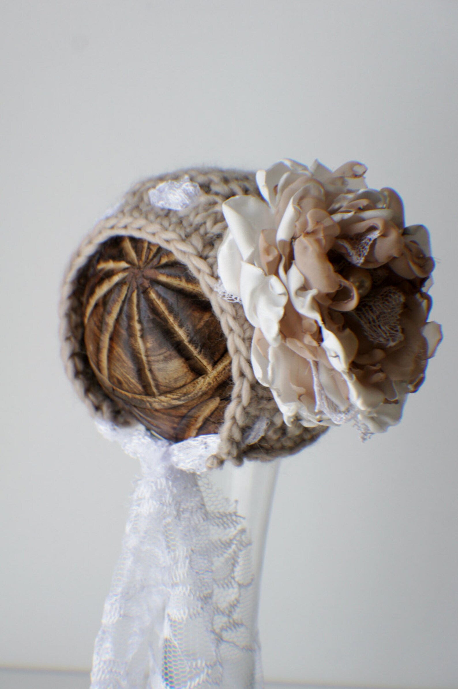 Flower Bonnet Baby Hat Floral Bonnet Knit Baby Bonnet | Etsy