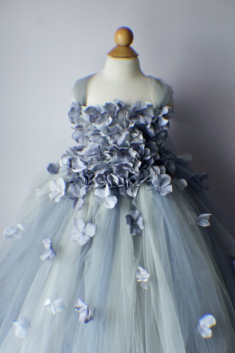 Flower Girl Dress Gray Dress Gray Tutu Dress Flower Top - Etsy