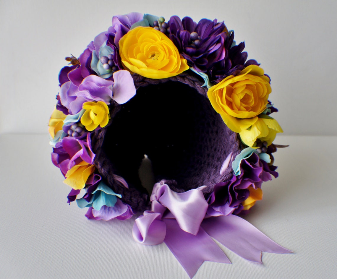 Flower Bonnet, Baby Hat, Garden Bonnet, Sitter Bonnet, Floral Bonnet ...