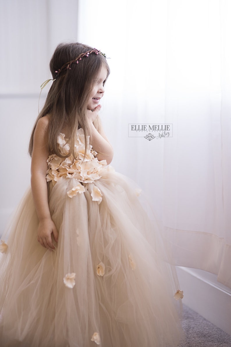 Flower Girl Dress Champagne Dress Champagne Tutu Dress Flower Etsy