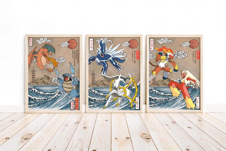 Set of 6 Printable Pokemon Poster, Pokemon Wall Art Print, Pokemon Home ...