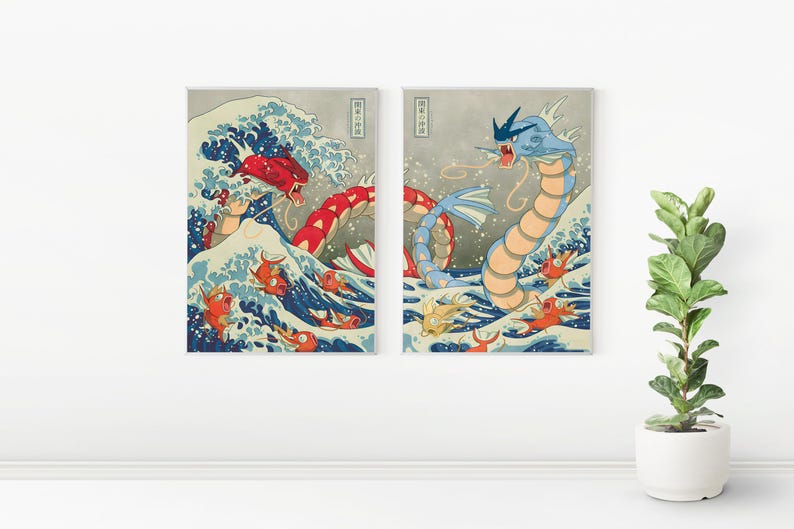 Set of 2 Pokemon Poster Printable PDF, Pokemon Wall Art Print, Pokemon ...