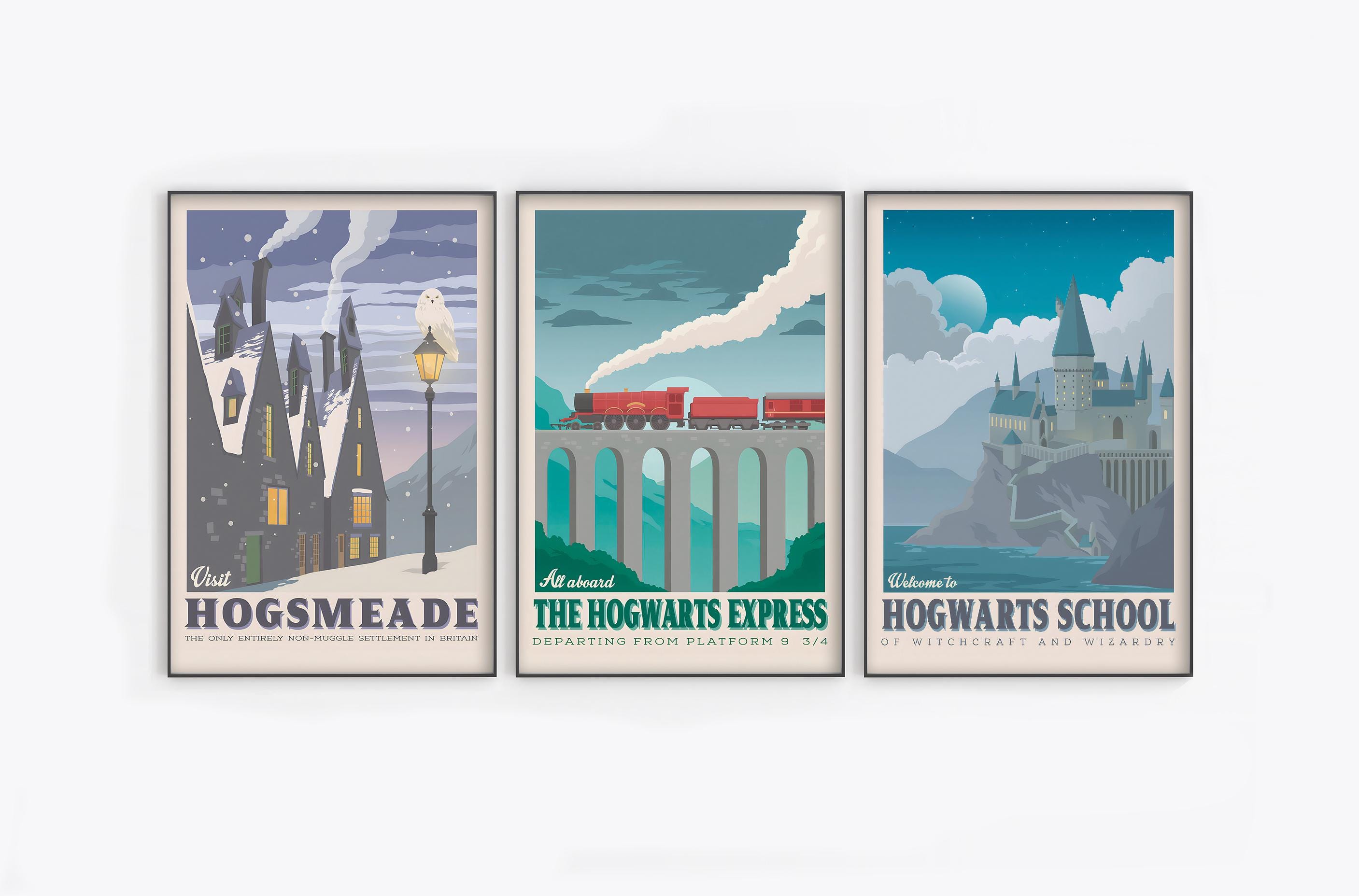 Set of 6 Printable Travel Posters, Magical Wizarding School Print ...