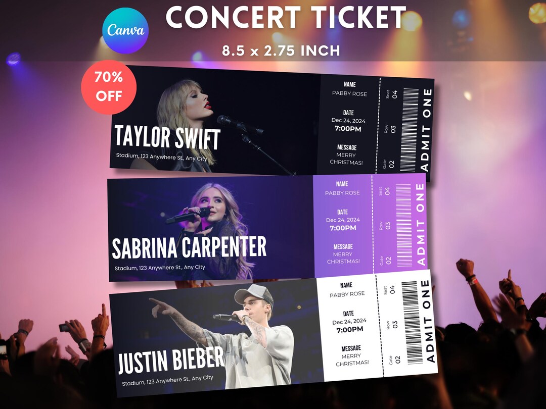 Personalized Concert Ticket Gift Idea, Editable Concert Ticket Template ...