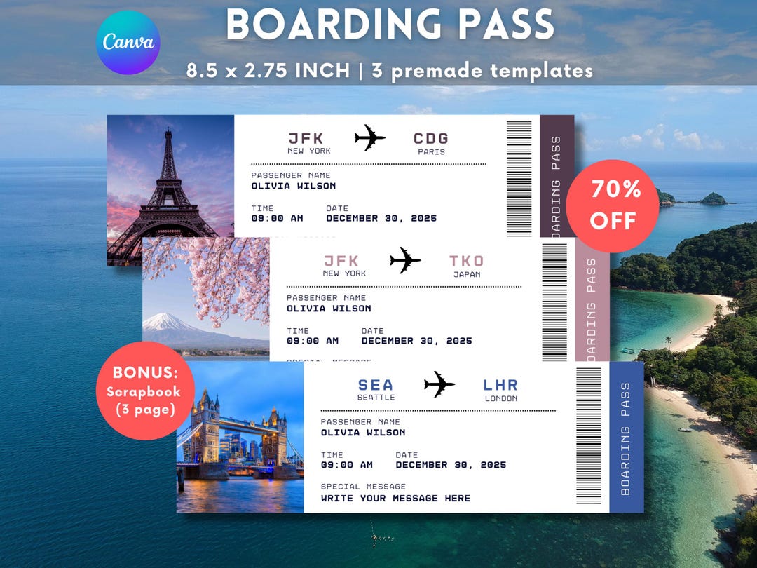 Personalized Boarding Pass Gift Idea, Editable Boarding Pass Template ...