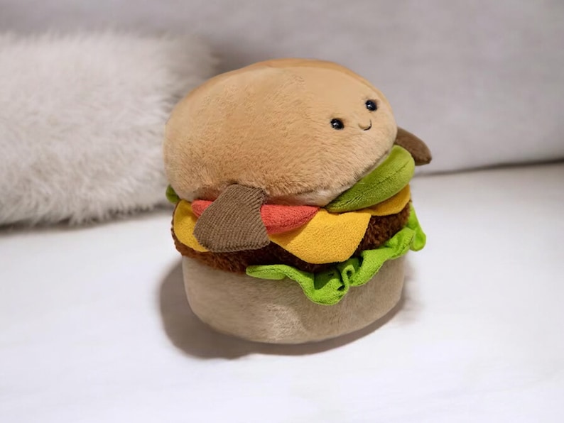 Hamburger Mini Plush Toy Cartoon Food Stuffed Animal Cute Burger ...
