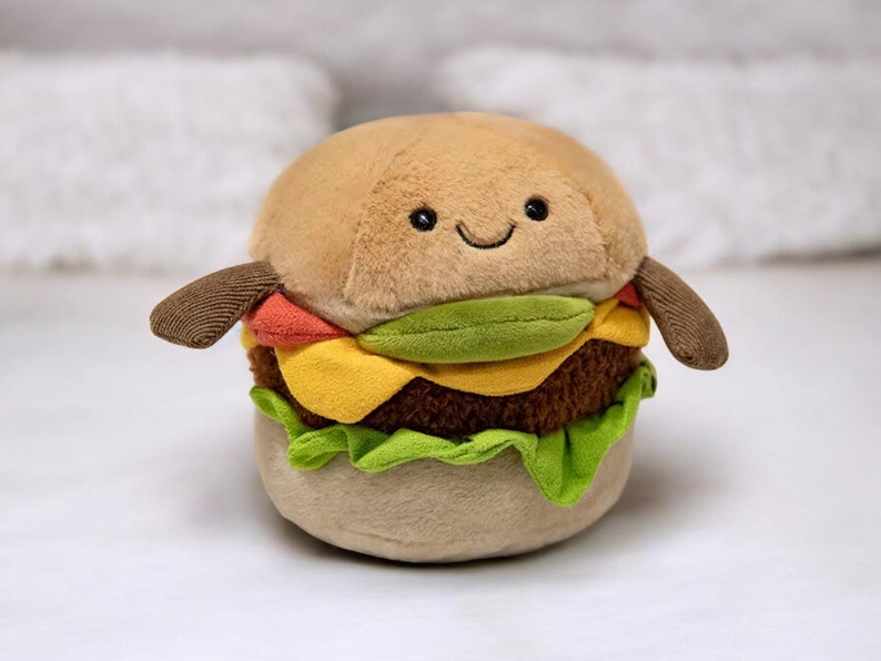Hamburger Mini Plush Toy Cartoon Food Stuffed Animal Cute Burger ...