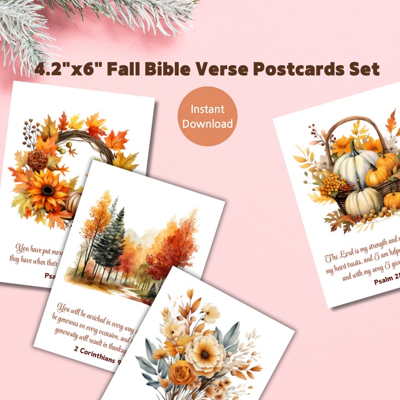 Fall Autumn Scripture Postcard Blessing 4x6 Bible Verse Wall Art Decor ...