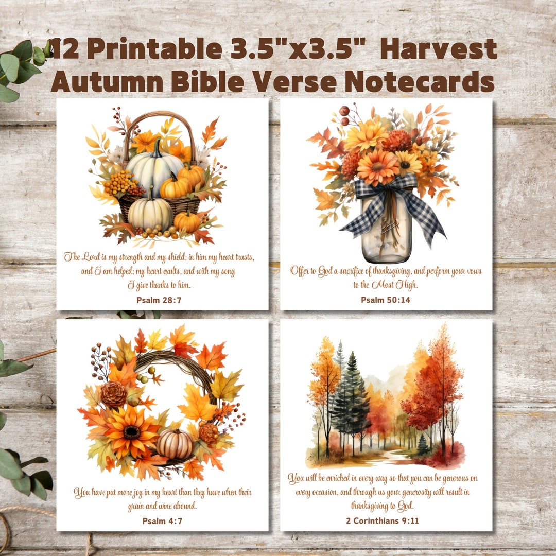Fall Autumn Christian Scripture Card Bible Verse Notecard Printable ...
