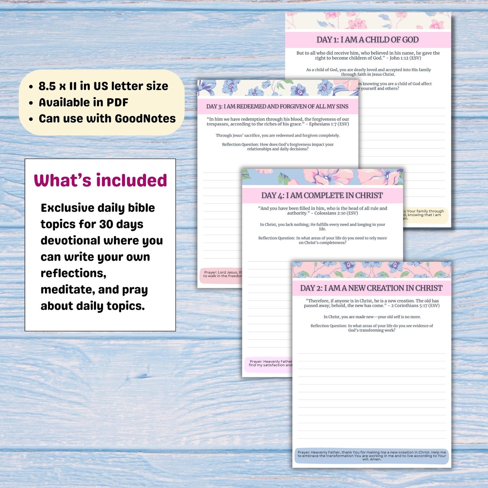 Spring Pastel Floral Bible Guided Study Christian Journaling Prompt ...