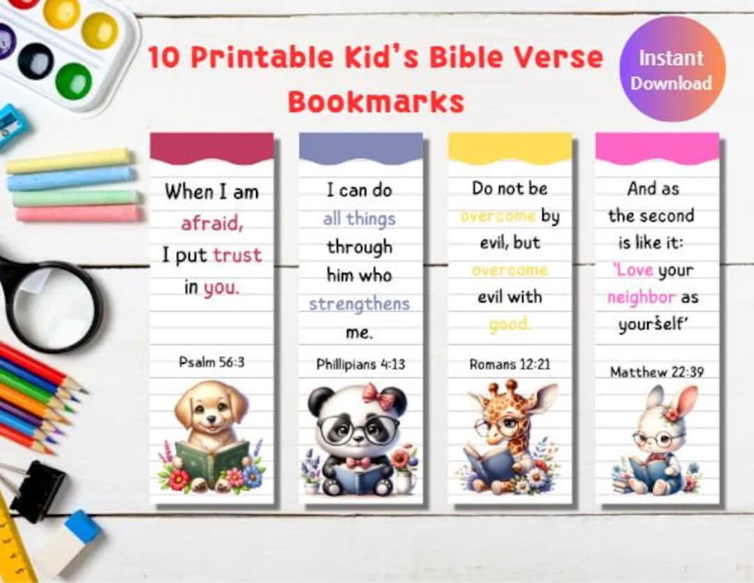 Cute Animal Bible Verse Bookmarks for Kids Back to School Set, Kids ...