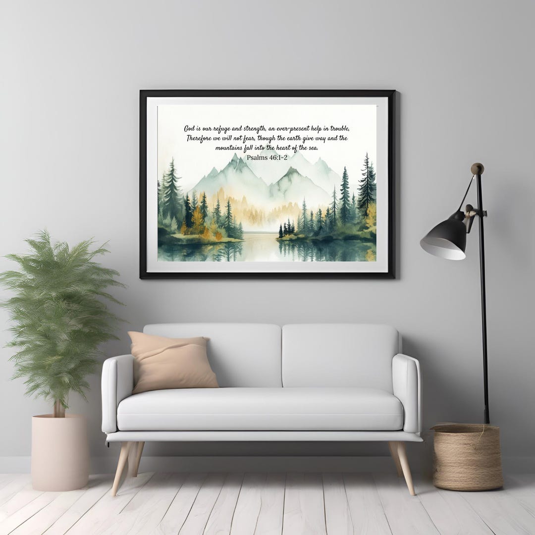 Christian Nature Wall Art Landscape Mountain Bible Verse Art Christian ...
