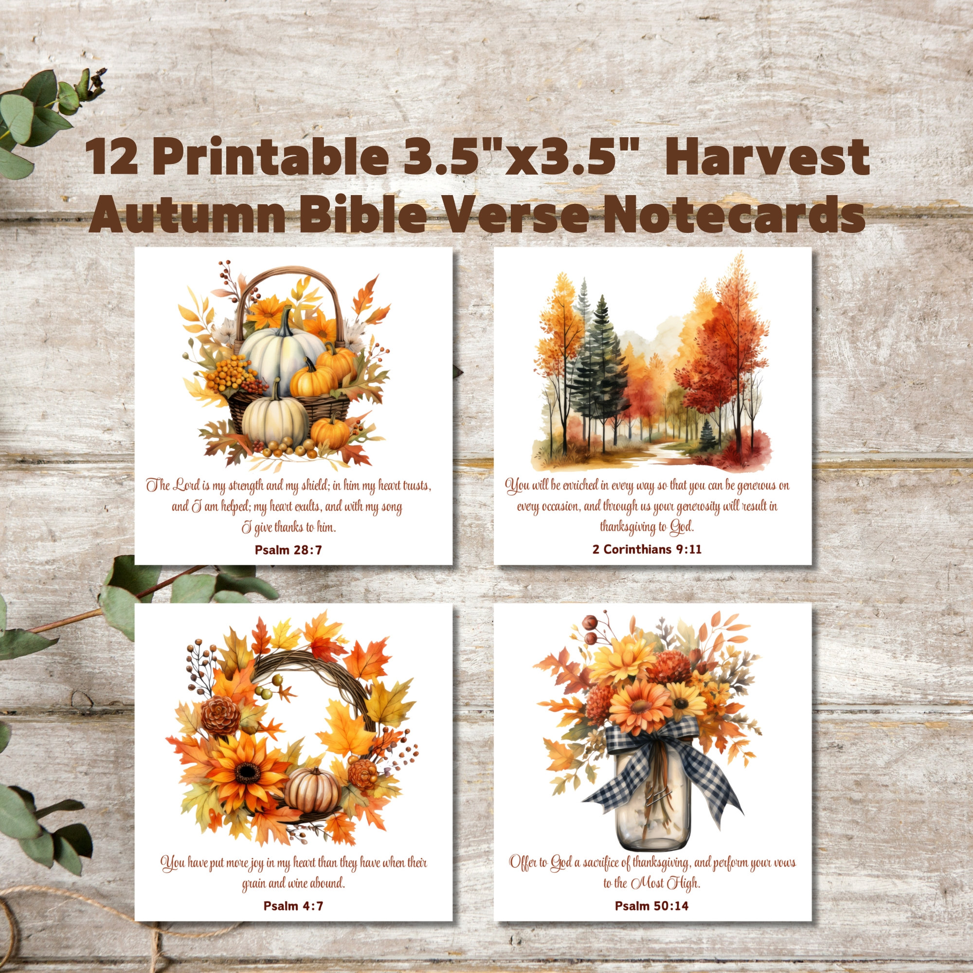 Fall Thanksgiving Christian Scripture Card Bible Verse Notecard Bible ...