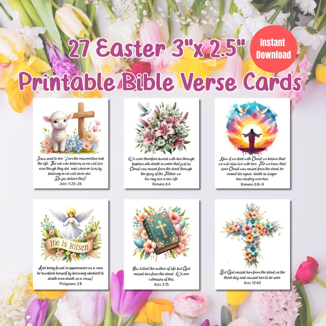 27 Christian Easter Bible Verse Notecard Easter Spring Home Decor ...