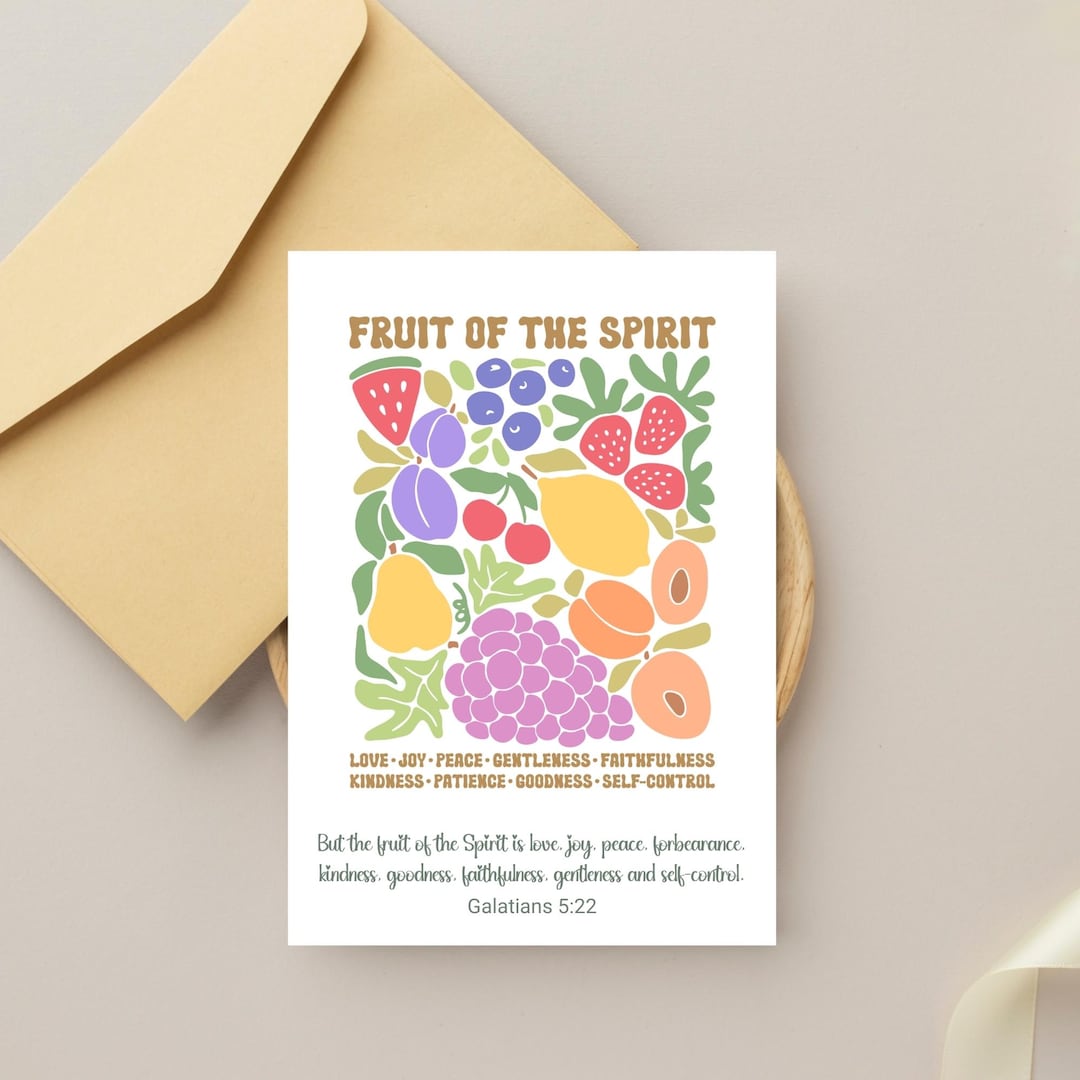 Christian Fruit of the Spirit Greeting Card Printable 5x7 Bible Verse ...