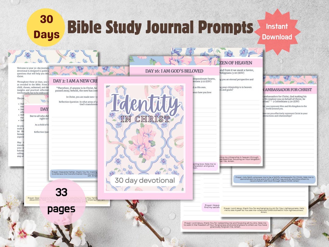 Spring Pastel Floral Bible Guided Study Christian Journaling Prompt ...