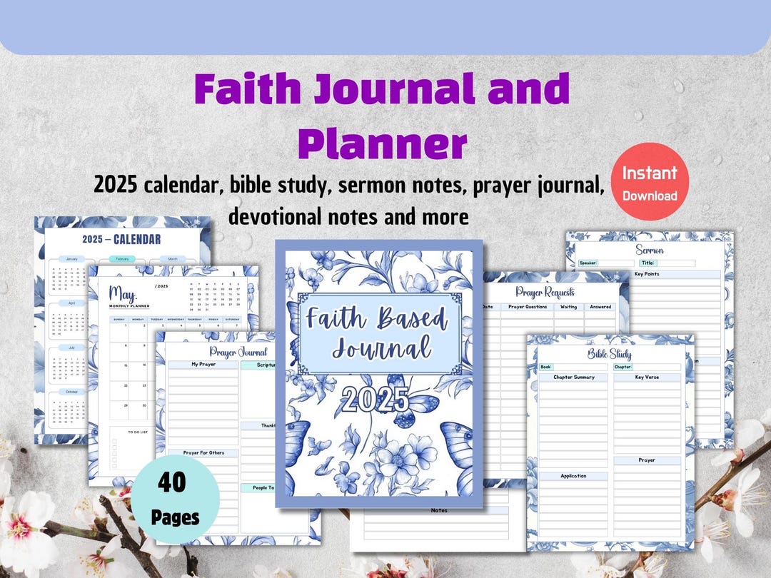 Faith Planner Printable Prayer Journal Bible Study Guide Sermon Notes ...