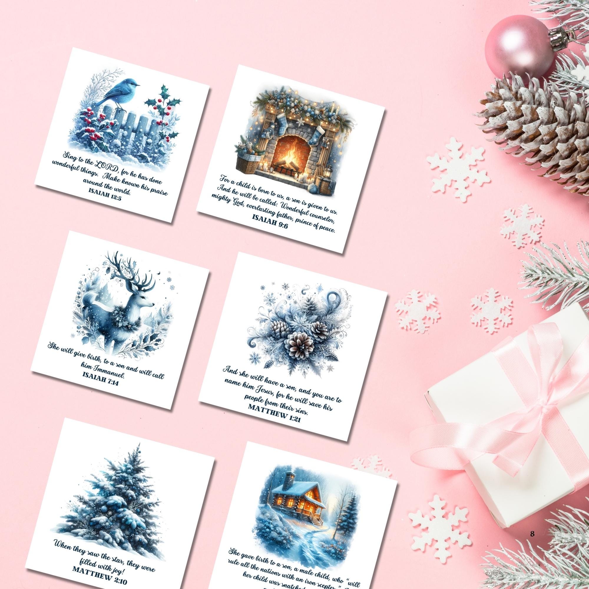 20 Christmas Christian Bible Verse Affirmation Notecard Holiday ...