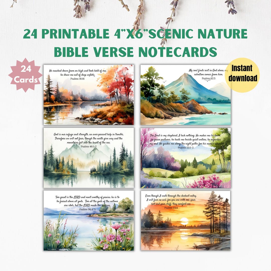 24 Scenic Nature Scripture Notecard Landscape Psalms Bible Verse ...