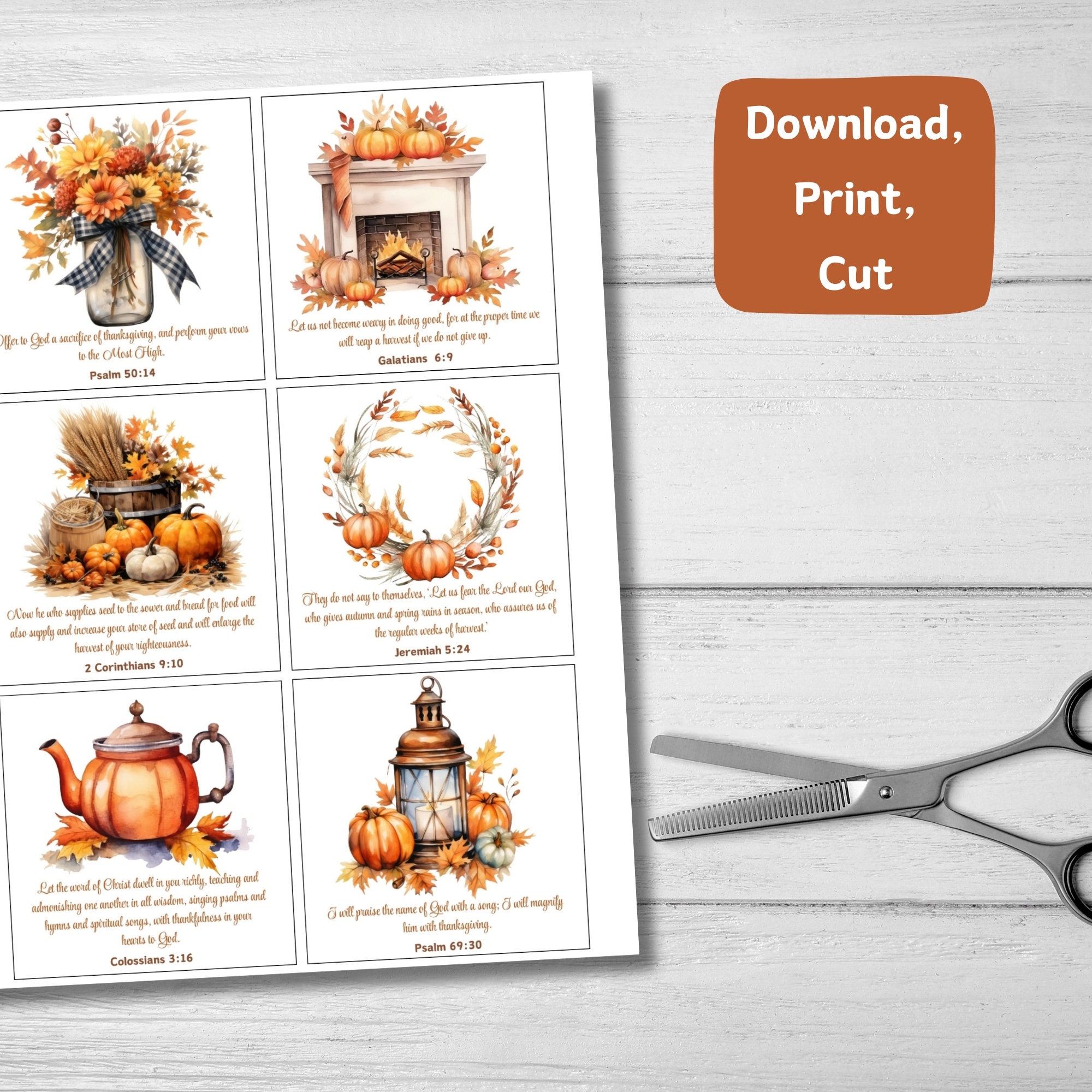 Fall Autumn Christian Scripture Card Bible Verse Notecard Printable ...
