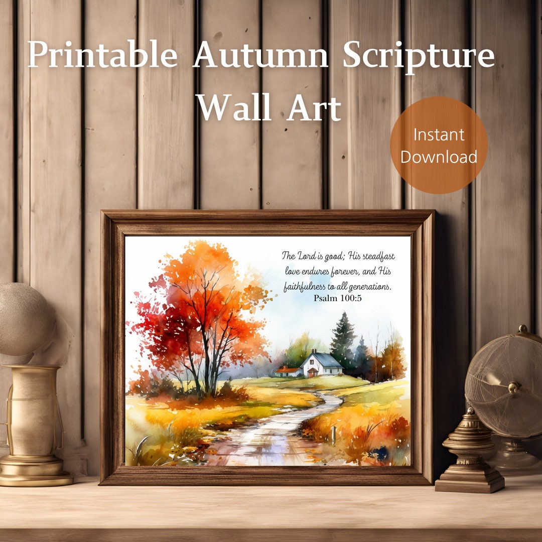 Autumn Scripture Wall Art Scripture Wall Art Autumn Christian Art ...