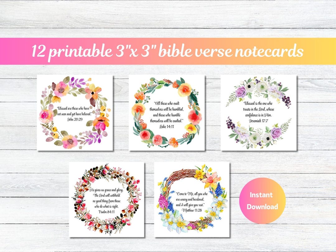 Floral Scripture Notecards Bible Verse Memory Card Bible Affirmation ...
