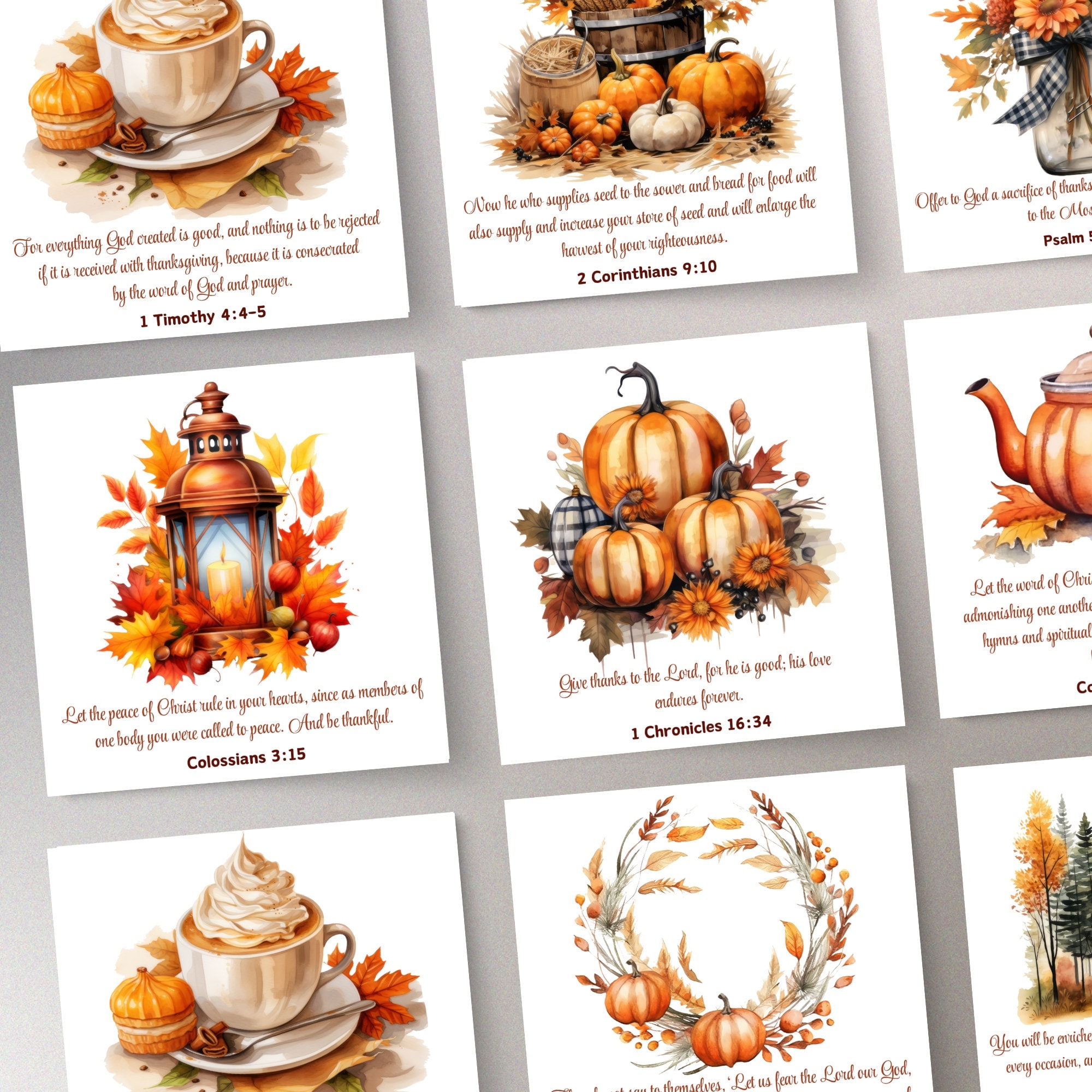 Fall Thanksgiving Christian Scripture Card Bible Verse Notecard Bible ...