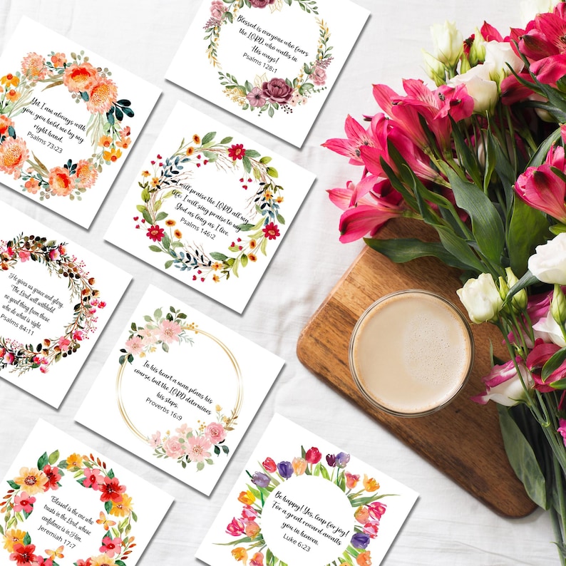 Floral Scripture Notecards Bible Verse Memory Card Bible Affirmation ...
