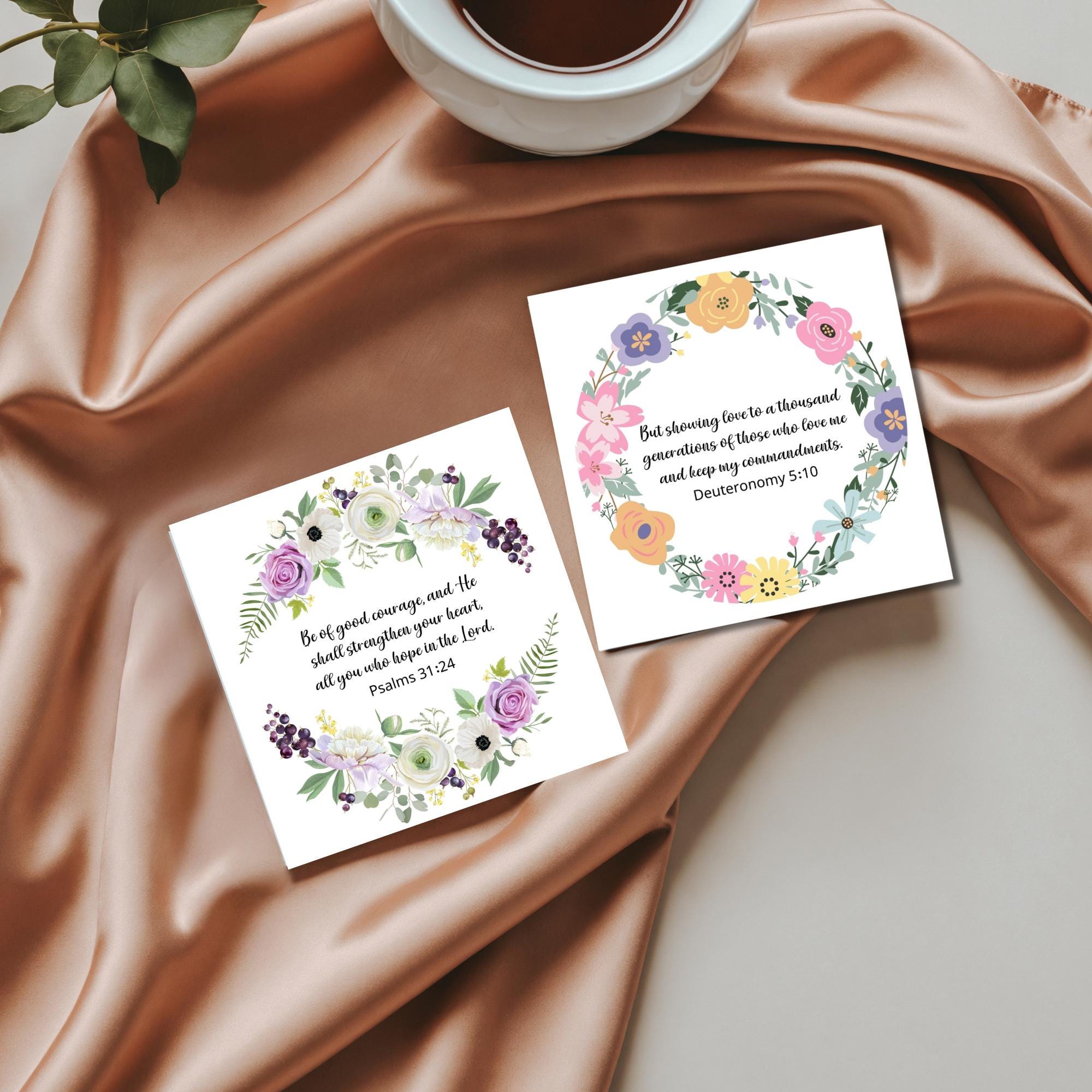 Floral Scripture Notecards Bible Verse Memory Card Bible Affirmation ...