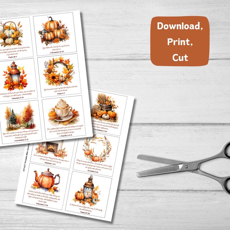 Fall Thanksgiving Christian Scripture Card Bible Verse Notecard Bible ...