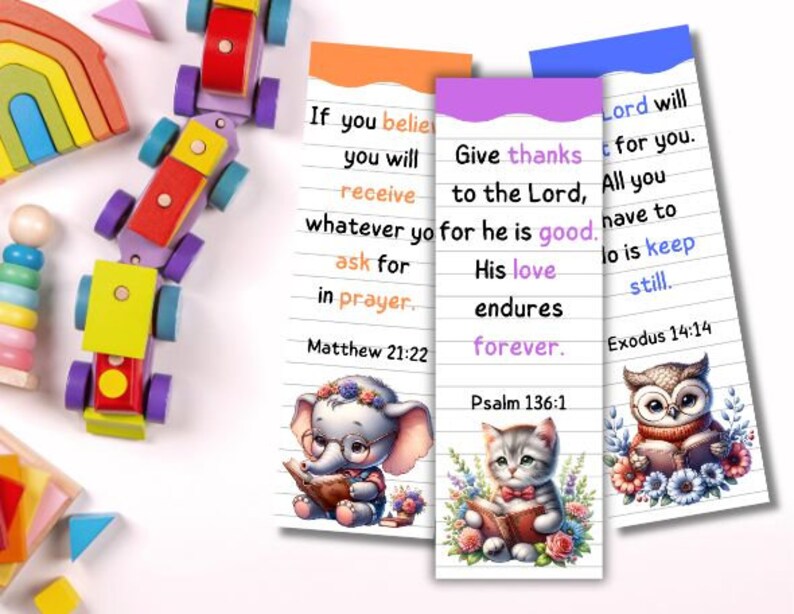Cute Animal Bible Verse Bookmarks for Kids Back to School Set, Kids ...