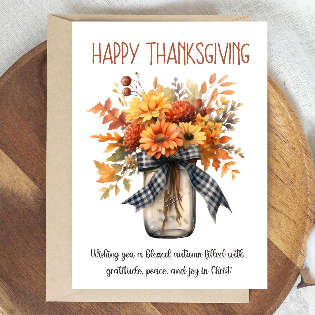 Christian Thanksgiving Blessing Greeting Card Printable 5x7 Religious ...