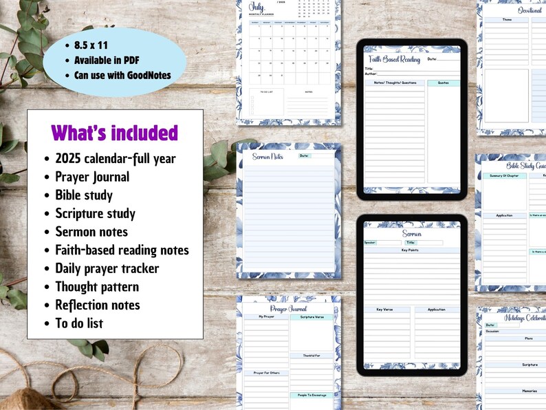 Faith Planner Printable Prayer Journal Bible Study Guide Sermon Notes ...