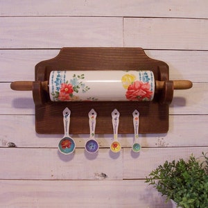 Farmhouse Style Display Rack Rolling Pin Measuring Spoon Fits Pioneer ...