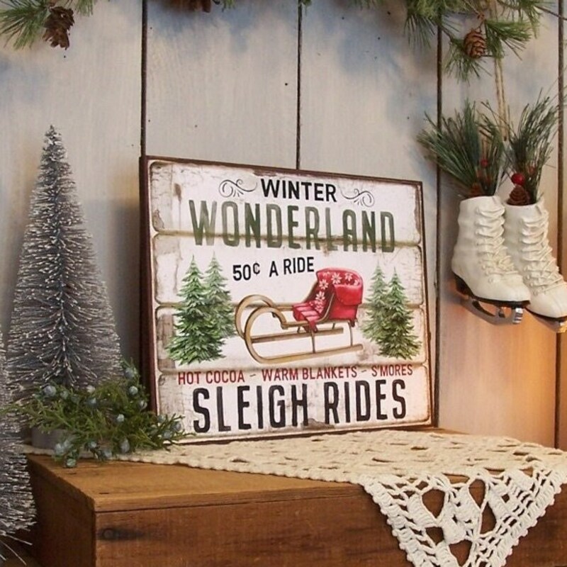 Large Sleigh Rides Sign - Etsy