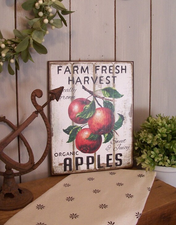 Farm Fresh Harvest Apples Wooden Sign for Your Rustic Shabby - Etsy