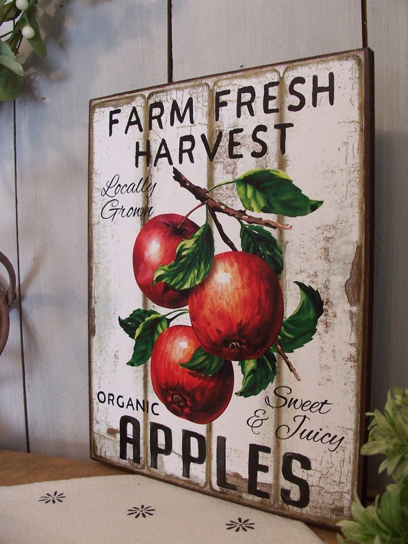 Farm Fresh Harvest Apples Wooden Sign for Your Rustic Shabby - Etsy